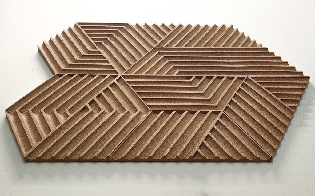 WEAVE természetes parafa 3D falpanel - kék